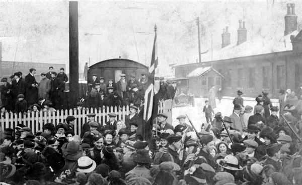 C Company arriving at Chorley station, 23rd February 1915